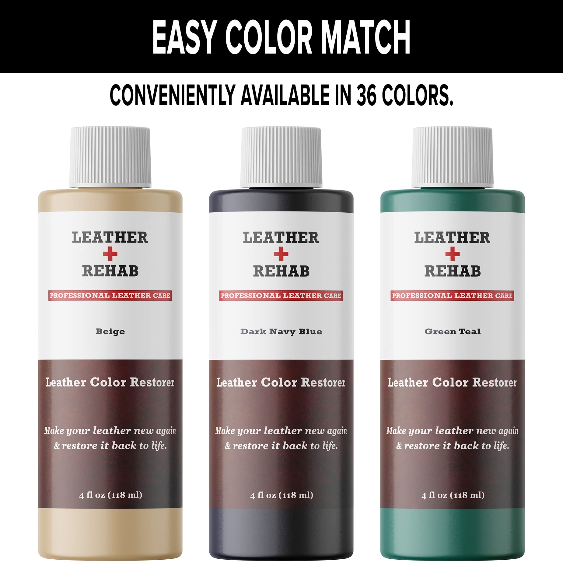 Leather Color Restorer - Light Gray - Repair Couch, Car Seat, Furniture, Sofa, Purse and Vinyl - 4 oz.