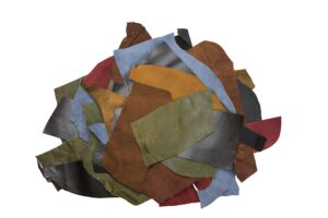 assorted colors leather scraps for leather crafts – 3lbs mixed sizes, shapes with 36" cord - full grain buffalo leather remnants from journal making - great for jewelry, wallets, cricut, arts & crafts