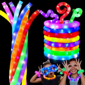 Glow Sticks - 16Pcs Light Up Pop Tubes Party Favors for Kids 4-8-12, 224 LED Glow in the Dark Party Supplies 2024 Graduation Glow Party, Glow Sticks Bulk for Kids Toys Prizes Carnival 4th of July