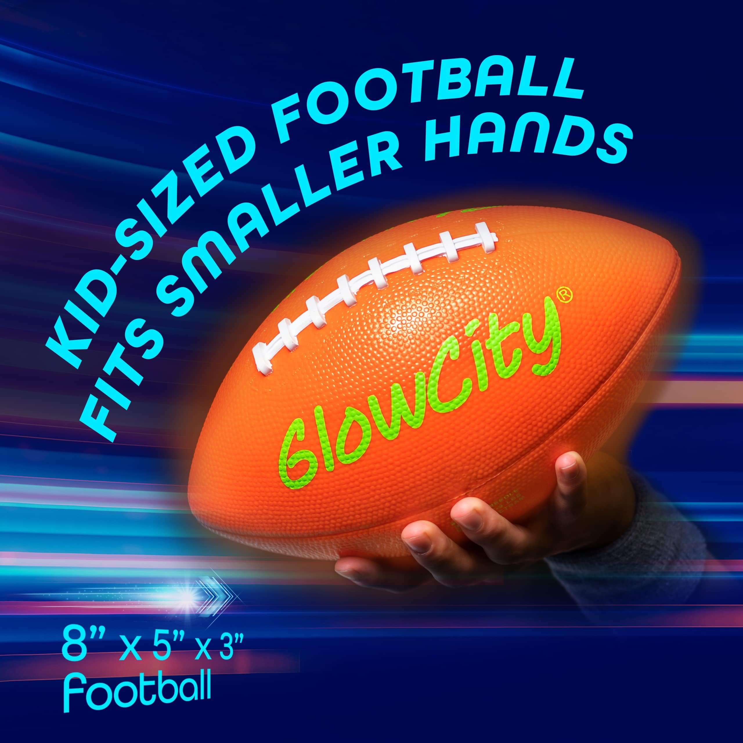 GlowCity Glow in The Dark Football - Light Up, Youth Size Footballs for Kids - LED Lights and Pre-Installed Batteries Included﻿