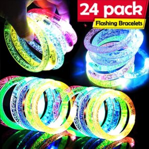 24 pack patriotic glow in the dark led bracelets memorial day party favors for kids adult party supplies flashing light up bracelet glow sticks party toys 4th of july accessories birthday games gifts