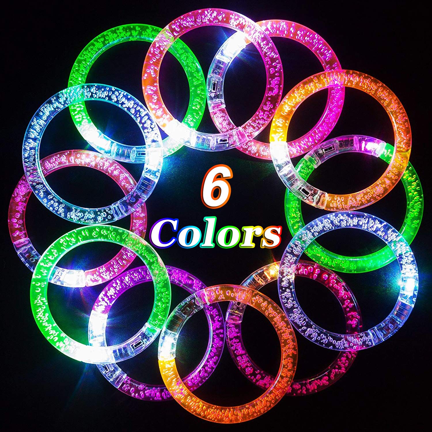 24 Pack Patriotic Glow In The Dark LED Bracelets Memorial Day Party Favors for Kids Adult Party Supplies Flashing Light Up Bracelet Glow Sticks Party Toys 4th of July Accessories Birthday Games Gifts