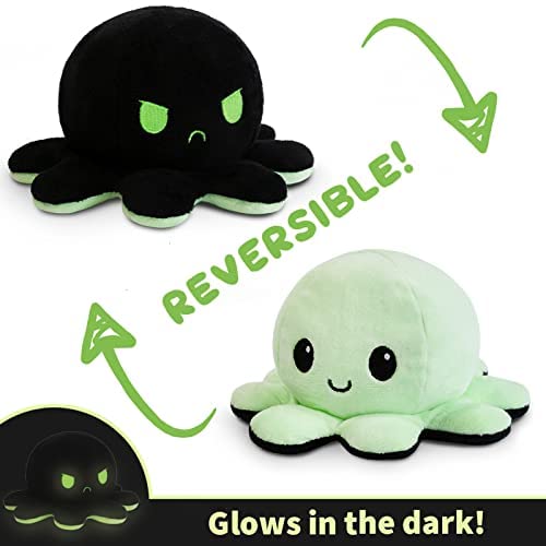 TeeTurtle - The Original Reversible Octopus Plushie - Glow in the Dark - Cute Sensory Fidget Stuffed Animals That Show Your Mood