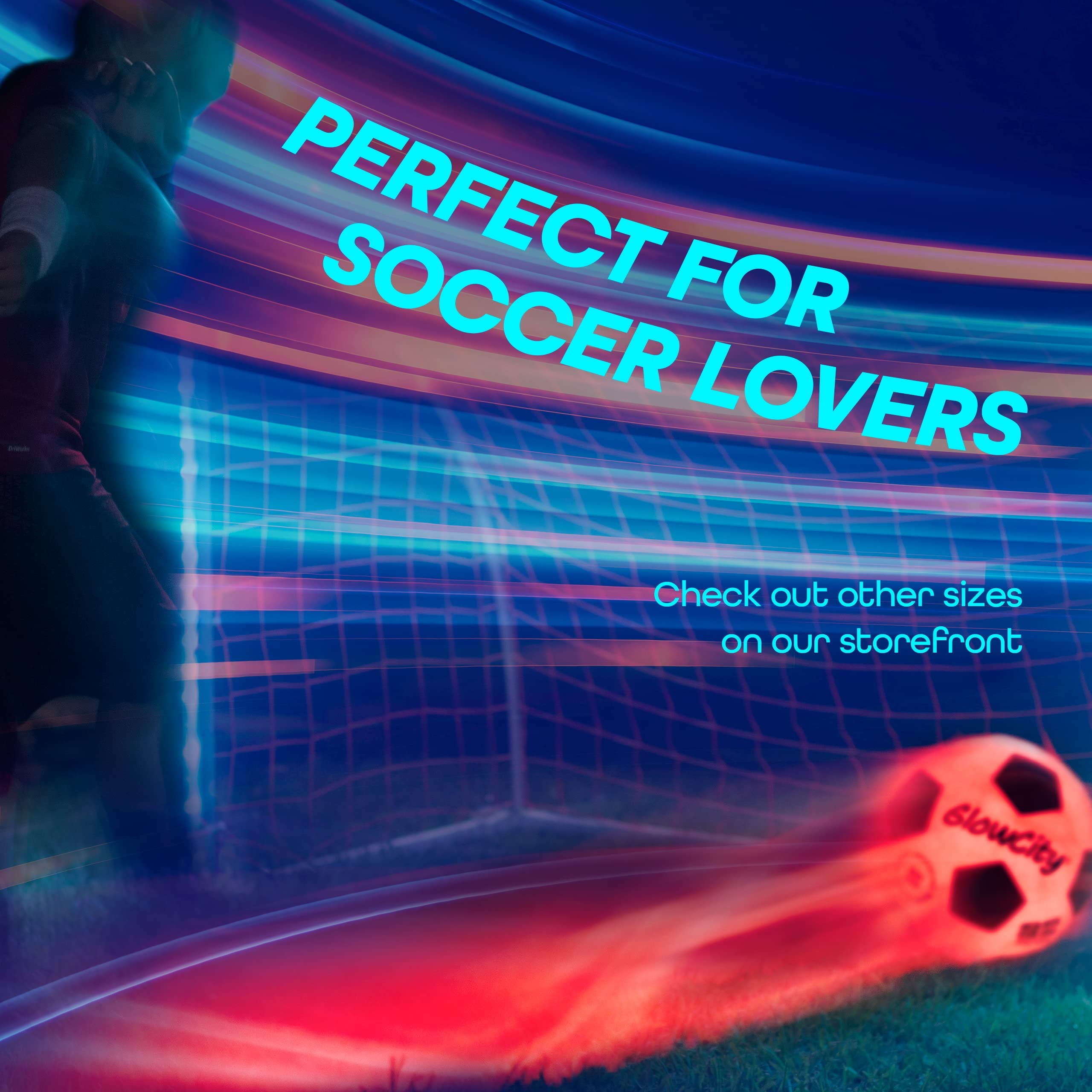 GlowCity Glow in The Dark Soccer Ball | Light Up Indoor/Outdoor Soccer Ball with 2 LED Lights | Pre-Installed Batteries | Fun Gift for Teens