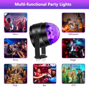 Litake UV Black Lights for Glow Party, 6W LED Disco Ball Strobe Lights for Dark Party Supplies, Sound Activated with Remote Control, Dj Light for Halloween Xmas Birthday Party Home Decorations, 2 Pack