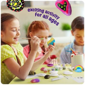 Kids Rock Painting Kit - Glow in The Dark - Arts & Crafts Easter Gifts for Boys and Girls Ages 6-12 - Craft Activities Kits - Creative Art Toys for 6, 7, 8, 9, 10, 11 & 12 Year Old Kids