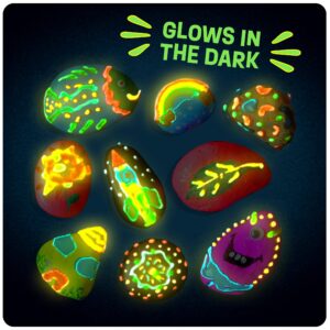 Kids Rock Painting Kit - Glow in The Dark - Arts & Crafts Easter Gifts for Boys and Girls Ages 6-12 - Craft Activities Kits - Creative Art Toys for 6, 7, 8, 9, 10, 11 & 12 Year Old Kids