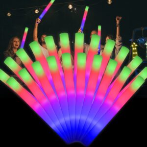 lifbetter 42 pcs glow sticks bulk- led foam sticks in the dark with 3 modes flashing led foam multicolor batons light up party favors for birthdays, weddings, concerts, festivals