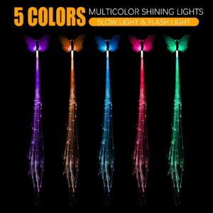 15 Pack Led Light Up Fairy Hair Accessories Braid Extension Clips for Women Girls, Glow in the Dark Party Favors Supplies Neon Rave Accessories Wig for Festival Halloween Christmas Birthday