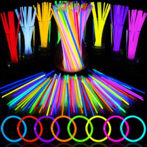 aivant glow sticks bulk party supplies | 70 pcs 8 inch glowsticks with connectors | glow in the dark light up sticks party favors decorations