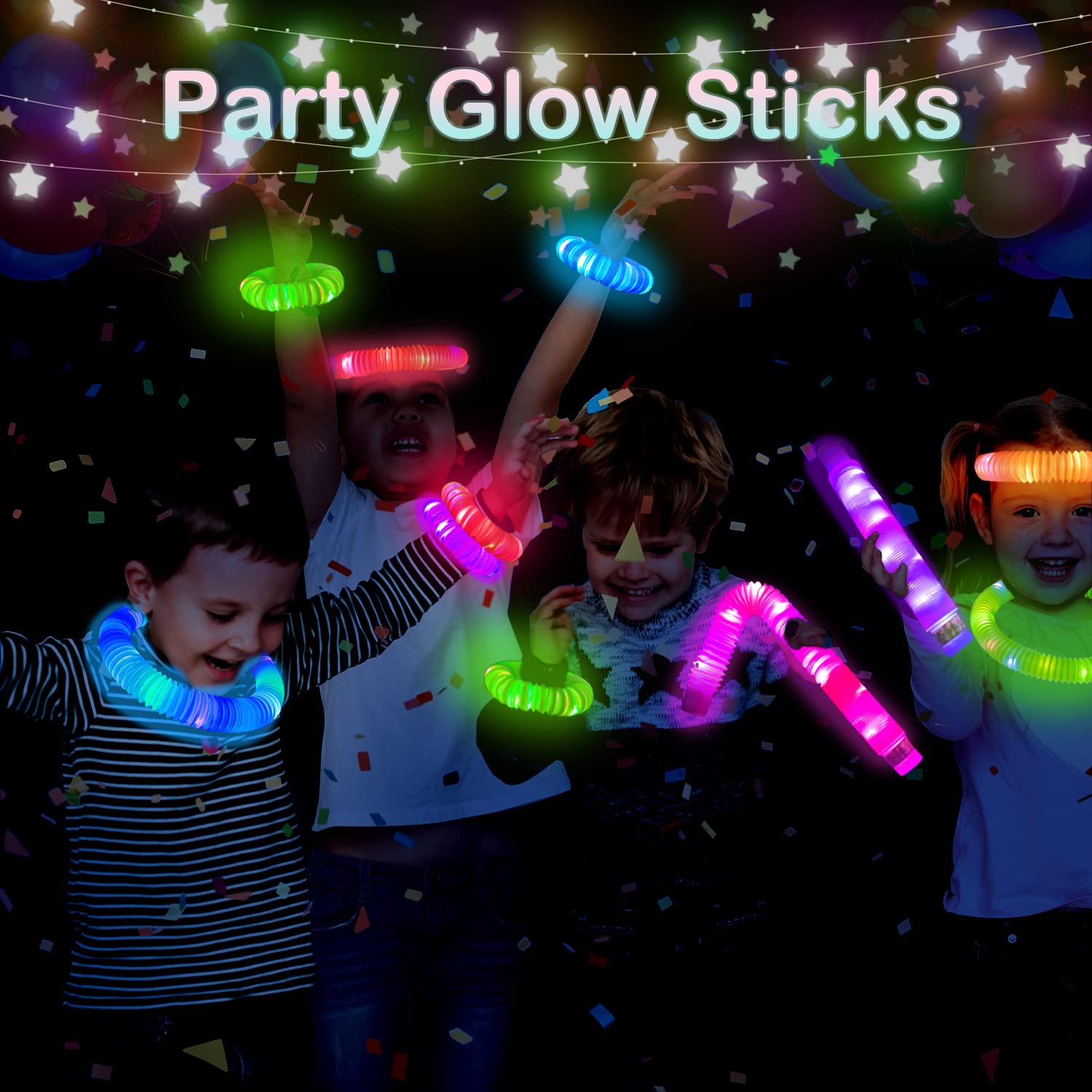 Kannove 4th Fourth of July Glow Sticks Party Packs 12PCS-Glow in Dark Party Favor Supplies for Kids,Light Up Glow Necklaces Bracelets Accessories,Neon Summer Party Decorations for Birthday Dance