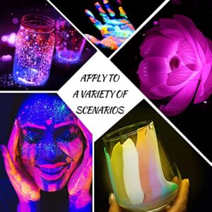 Glow in The Dark Pigment Powder 15 Jar -12 Color Glow Pigment and 3 Color Luminous Flake with UV Lamp - Epoxy Resin Luminous Powder for Slime Kit,Skin, Nail Safe Long Lasting Self Glowing Dye for DIY…