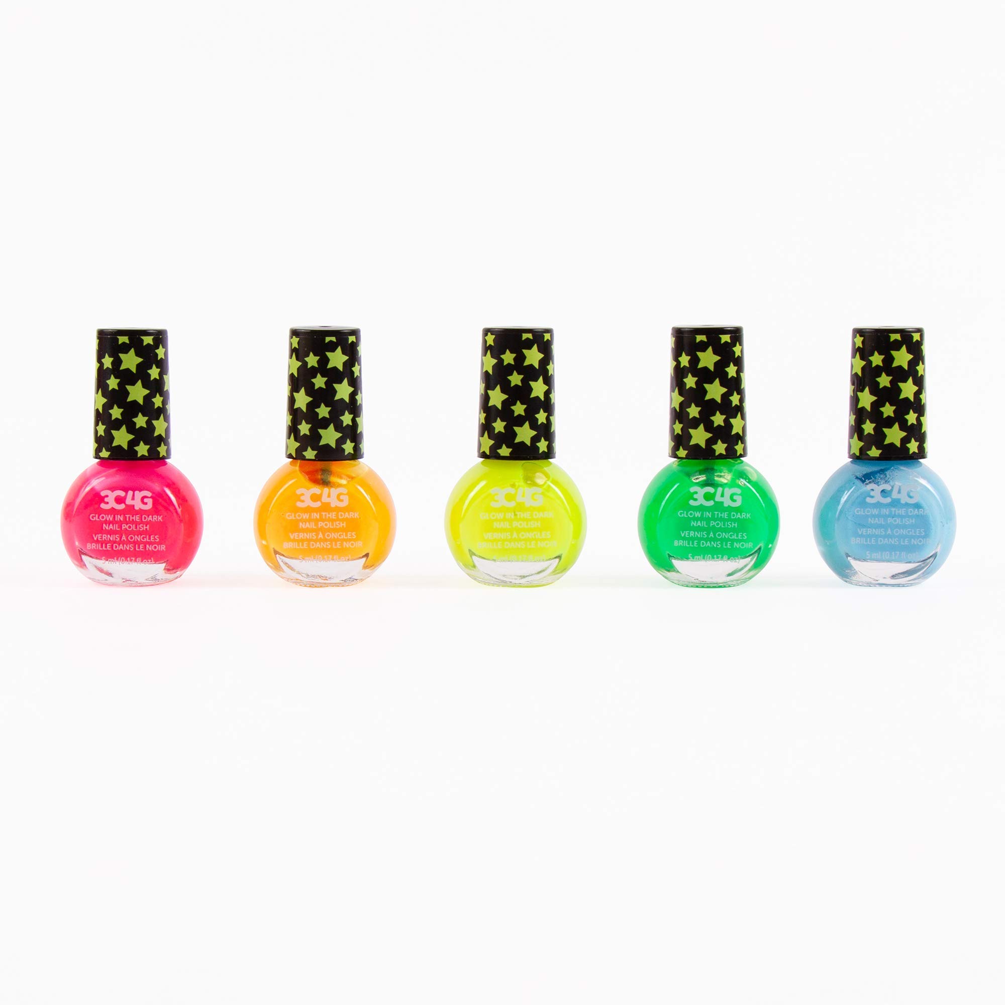 3C4G Glow in The Dark Nail Polish - Nail Polish Set for Girls & Teens - Includes 5 Glow in The Dark Colors - Non-Toxic Nail Polish Kit for Kids Ages 8+ by Make It Real