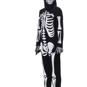 yolsun Skeleton Costume for Kids, Glow in The Dark, Halloween Fearsome Costume(12-13 Years)