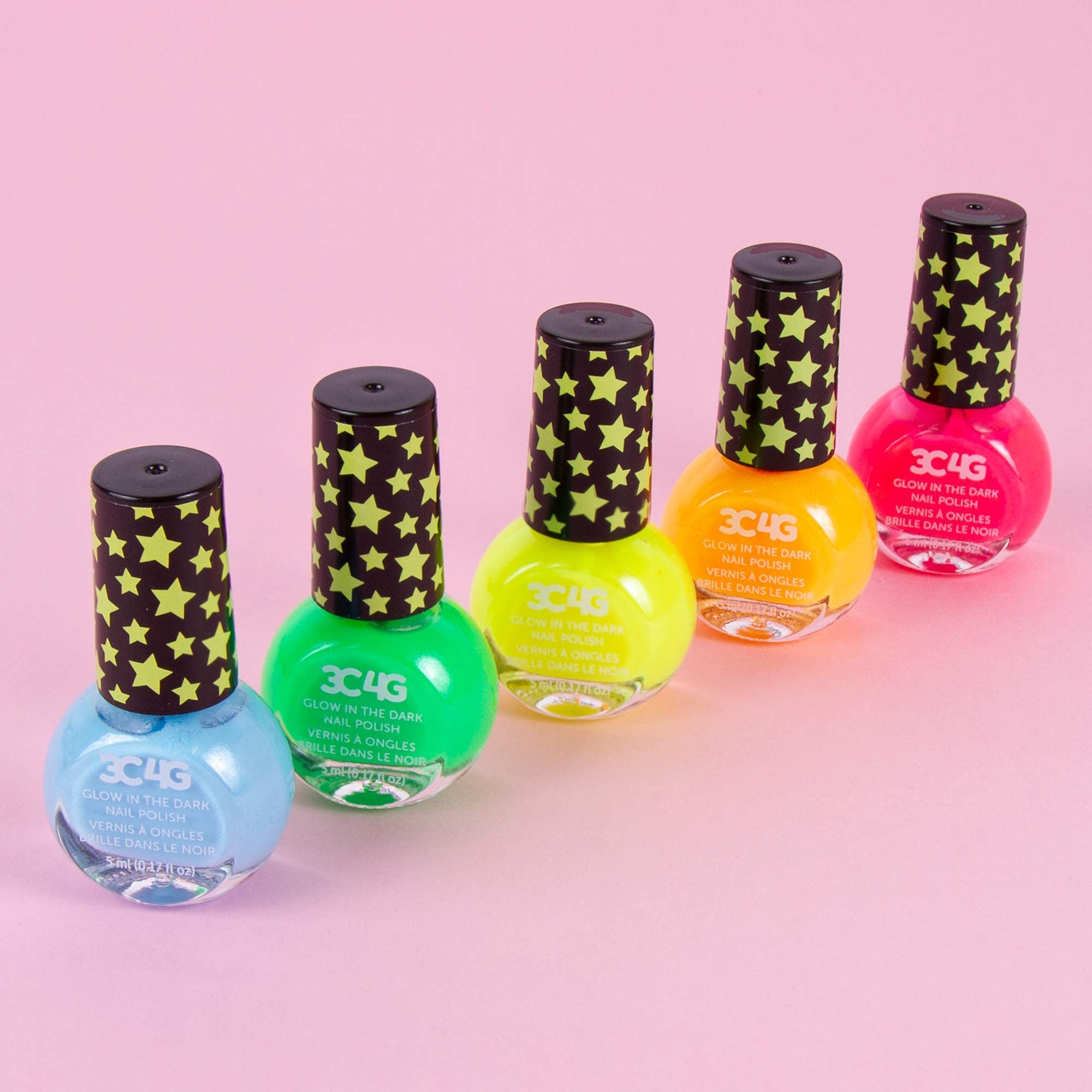 3C4G Glow in The Dark Nail Polish - Nail Polish Set for Girls & Teens - Includes 5 Glow in The Dark Colors - Non-Toxic Nail Polish Kit for Kids Ages 8+ by Make It Real