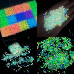 Eswala 6000pcs Glow Seed Beads 3mm Glass Beads Glow in The Dark Beads Luminous Seed Beads for Bracelets Jewelry Making DIY Crafts Gifts for Girls Adults(3mm, Multicolor)