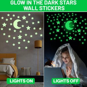 OIG Brands Glow in The Dark Stars and Planets 100-Piece (Green) 3D Glow in Dark Stars for Ceiling Decor with Constellation Map - includes Reusable Putty