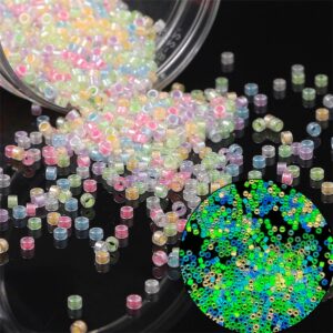 Eswala 6000pcs Glow Seed Beads 3mm Glass Beads Glow in The Dark Beads Luminous Seed Beads for Bracelets Jewelry Making DIY Crafts Gifts for Girls Adults(3mm, Multicolor)