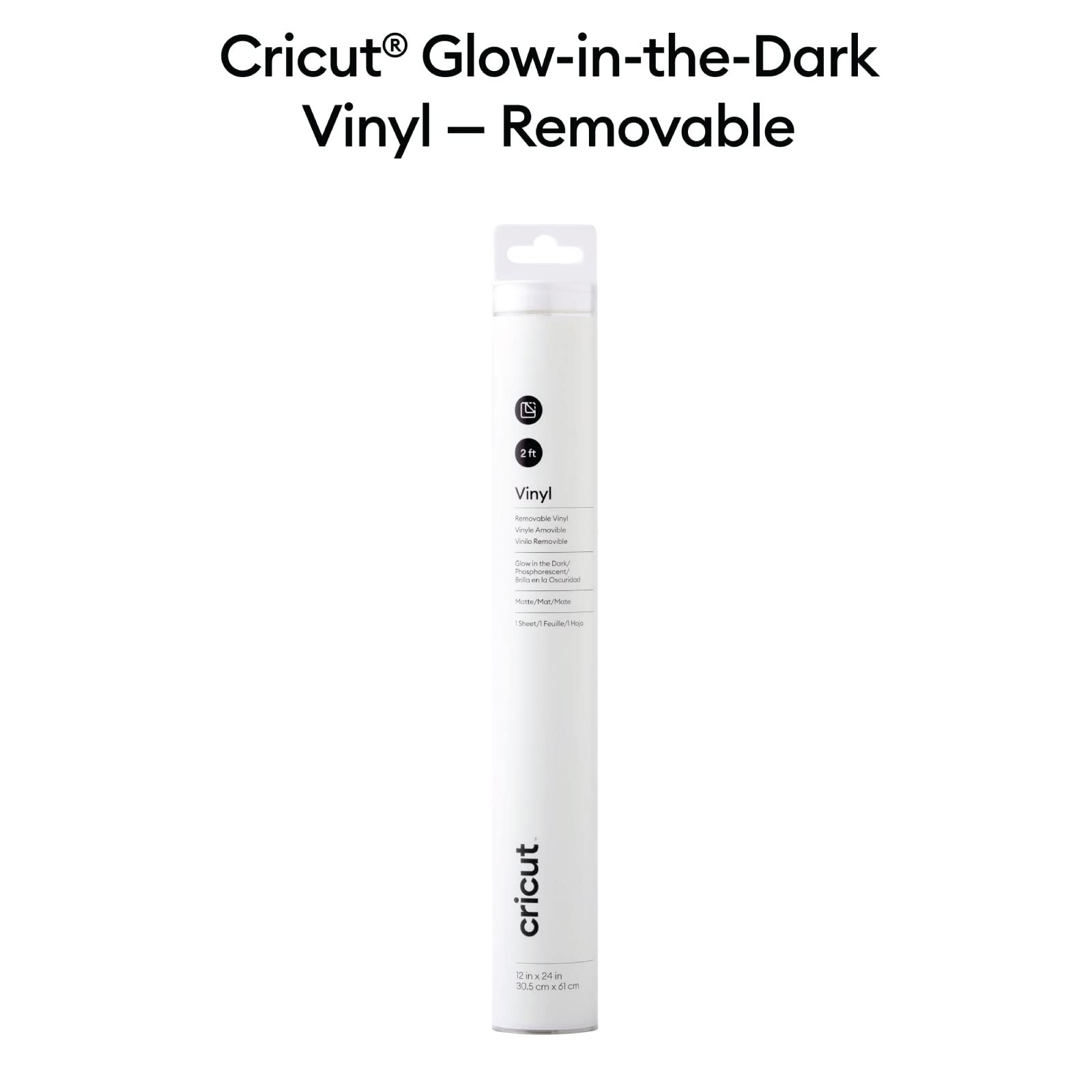 Cricut Glow in The Dark Vinyl - Removable, Ideal for Costumes & Apparel, Easy to Weed, Apply, & Remove, Strong Adhesive Vinyl, Leaves No Trace, Compatible with All Cricut Machines 12" x 24"