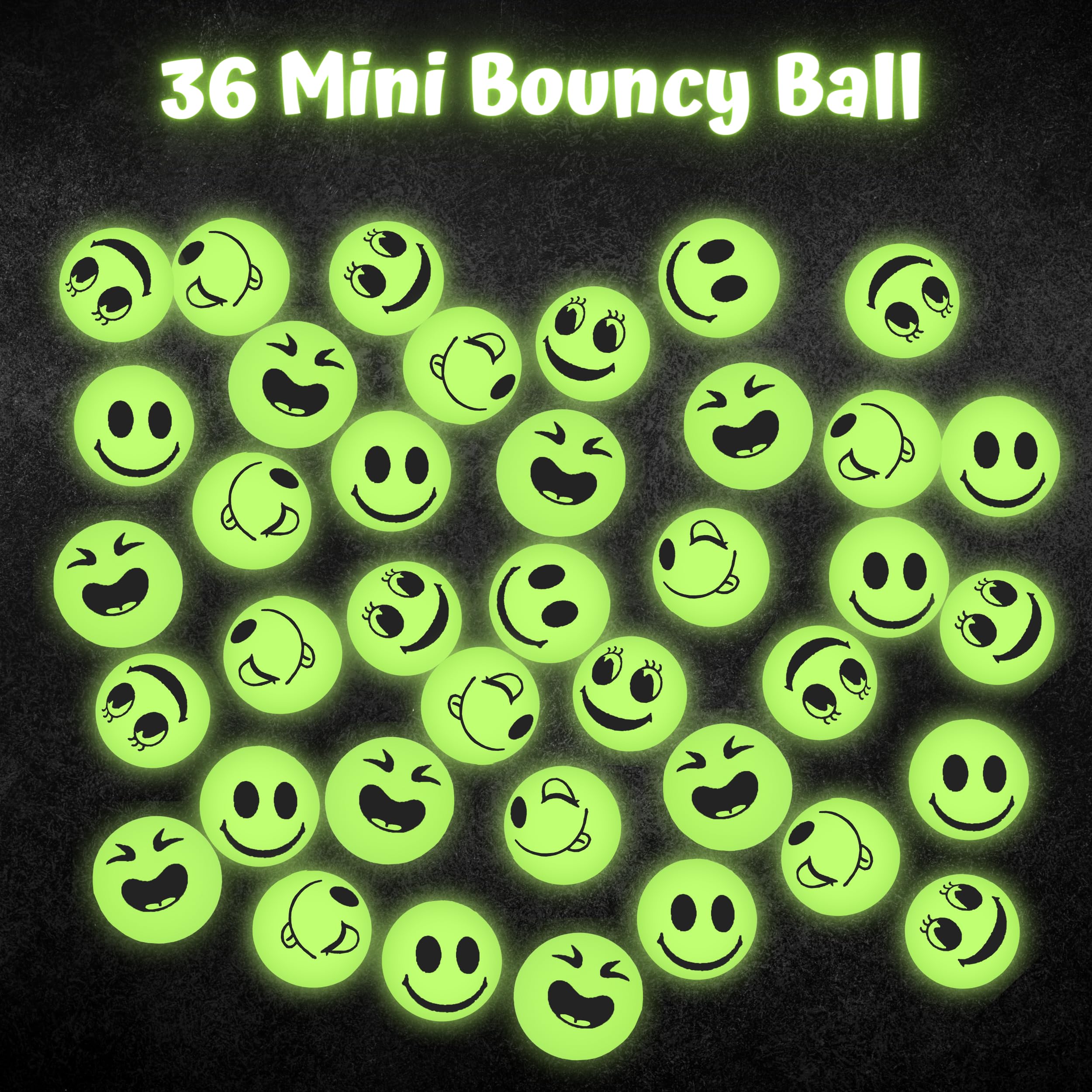 4E's Novelty 108 Pcs Glow in The Dark Toys - 36 Bouncy Balls, 36 Coil Spring, 36 Sticky Hands, Bulk Party Favor or Kids Goodie Bags Birthday Party Supplies Basket Stuffers Prizes for Kids