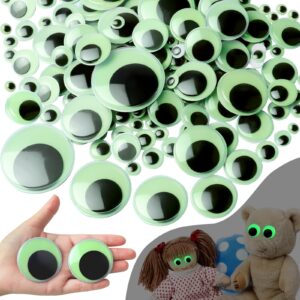 340 pcs googly eyes self adhesive for crafts glow in the dark luminous craft sticker sparkle multi sizes wiggle eyes, googly eyes for diy（50 40 35 30 25 20 15 10mm）