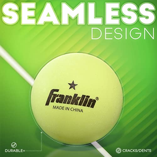 Franklin Sports Glow in The Dark Ping Pong Balls - Official Size + Weight 40mm Table Tennis Balls - One Star Glow in The Dark Ping Pong Balls - Durable High Performance Balls - Green - 6 Pack