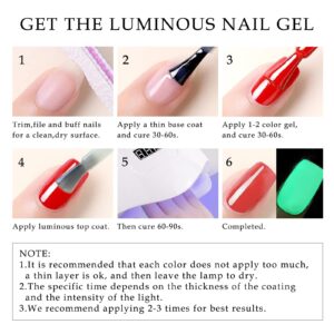 KYDA 2 Bottles Luminous Nail Gel Top Coat Set, Glow in the Dark Nail Gel Top Coat, Soak-off Nail Polish Top UV LED Gel Nail Gel, Universal Nail Seal Top Coat