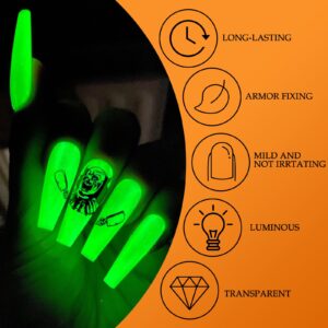 KYDA 2 Bottles Luminous Nail Gel Top Coat Set, Glow in the Dark Nail Gel Top Coat, Soak-off Nail Polish Top UV LED Gel Nail Gel, Universal Nail Seal Top Coat