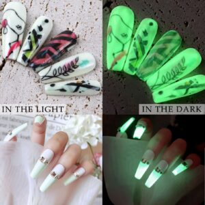 KYDA 2 Bottles Luminous Nail Gel Top Coat Set, Glow in the Dark Nail Gel Top Coat, Soak-off Nail Polish Top UV LED Gel Nail Gel, Universal Nail Seal Top Coat