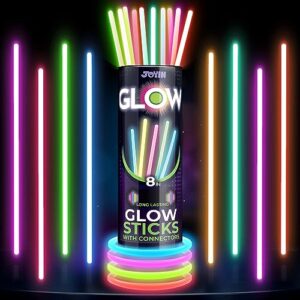 joyin 100 pcs glow sticks bulk 8" glowsticks, glow stick bracelets necklaces, glow in the dark party favors, easter, christmas, halloween party supplies pack, football party supplies