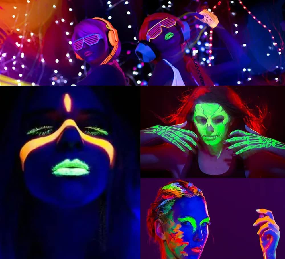 6PCS Glow in The Dark Face Paint Crayons UV Neon sign Halloween Carnival Night glow makeup Paint - Safe, Washable,