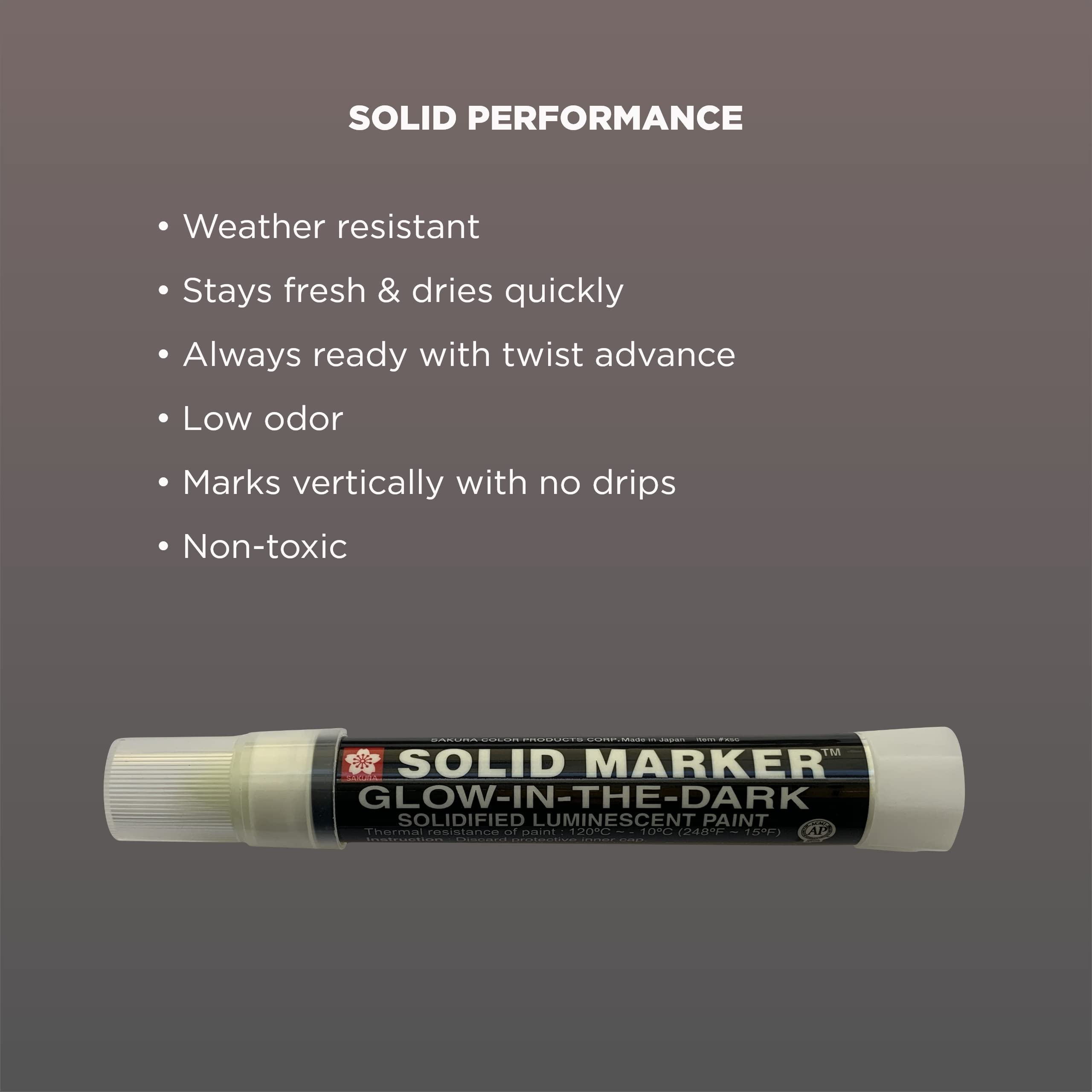 SAKURA Solid Glow-In-the-Dark Paint Markers - Permanent Marker Paint Pens - Window, Wood, & Glass Marker - Glow In the Dark Paint - 1 Pack