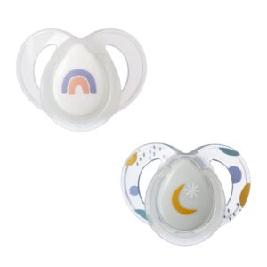 tommee tippee nighttime pacifier, 6-18months, 2 pack of glow in the dark pacifiers with reusable sterilizer pod