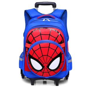 cusalboy six wheels trolley suitcase school bags for boys girls oxford vacation rolling backpack kids traveling luggage (blue)