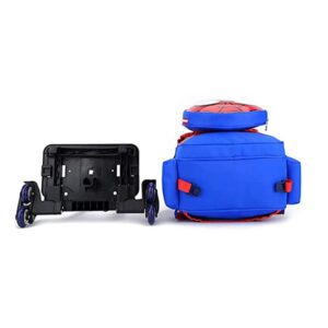 CUSALBOY Six Wheels Trolley Suitcase School Bags For Boys Girls Oxford Vacation Rolling Backpack Kids Traveling Luggage (blue)