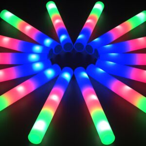 32 pcs foam glow sticks bulk party pack, 16‘’big led light up foam sticks with 3 flashing effect, glow in the dark party supplies favors for wedding, adults/kids birthday, disco dance floor party, dj