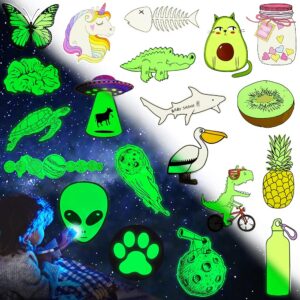 qtl glow in the dark wall stickers for kids cute wall stickers for adults girls boys glowing stickers for laptop water bottles decor waterproof vinyl stickers packs 20pcs