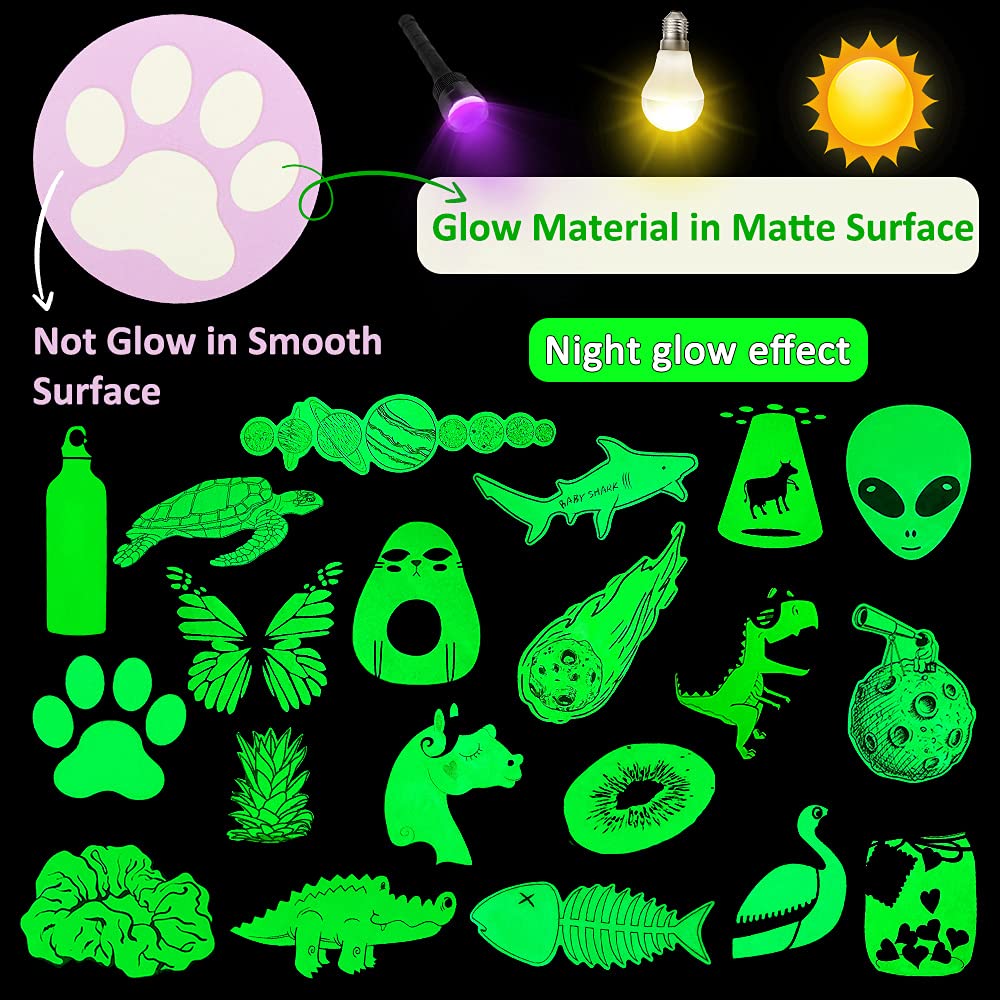 QTL Glow in The Dark Wall Stickers for Kids Cute Wall Stickers for Adults Girls Boys Glowing Stickers for Laptop Water Bottles Decor Waterproof Vinyl Stickers Packs 20Pcs