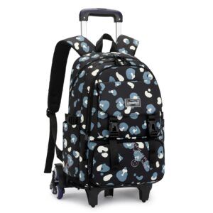 mildame rolling backpack for girls boys, kids roller wheels bookbag for elementary school trolley wheeled luggage for teens travel