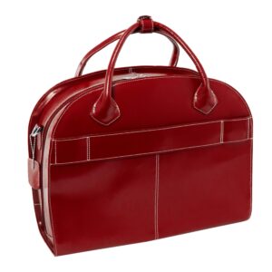 McKlein W Series Laptop Rolling Briefcase, Red Leather (94366)