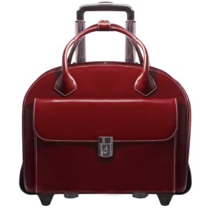 McKlein W Series Laptop Rolling Briefcase, Red Leather (94366)