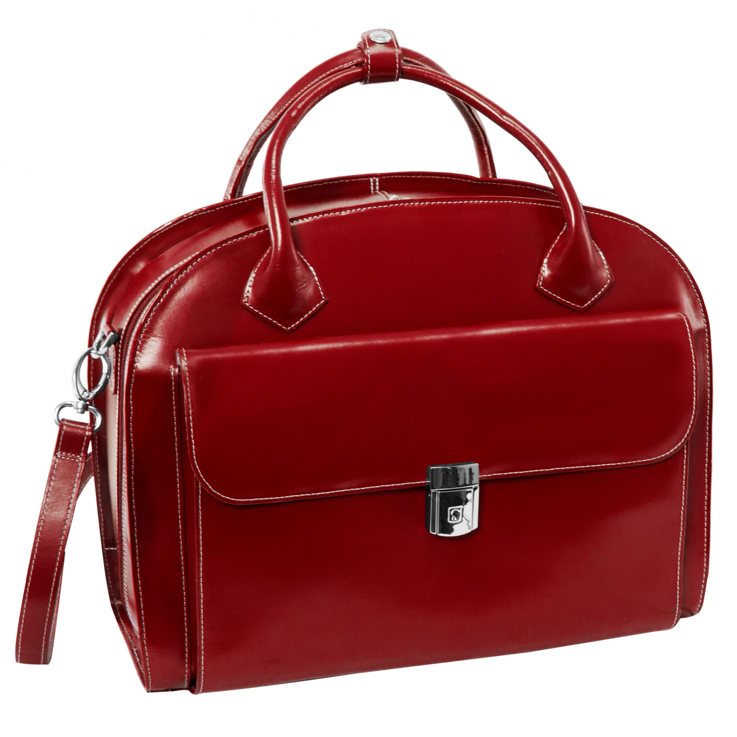 McKlein W Series Laptop Rolling Briefcase, Red Leather (94366)