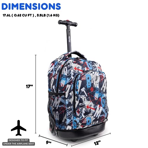 J World New York Sunny Rolling Backpack for Kids and Adults, Graffiti, 17 X 11.5X 5.5" (H X W X D)"