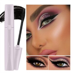 Daily Use Of Cosmetics For Women Long Black Natural Mascara Curly Mascara No Clumps Do Not Easy Removal Makeup Long Lasting Mascara Long Curl Lattice Eyelash Growth（Black-A)