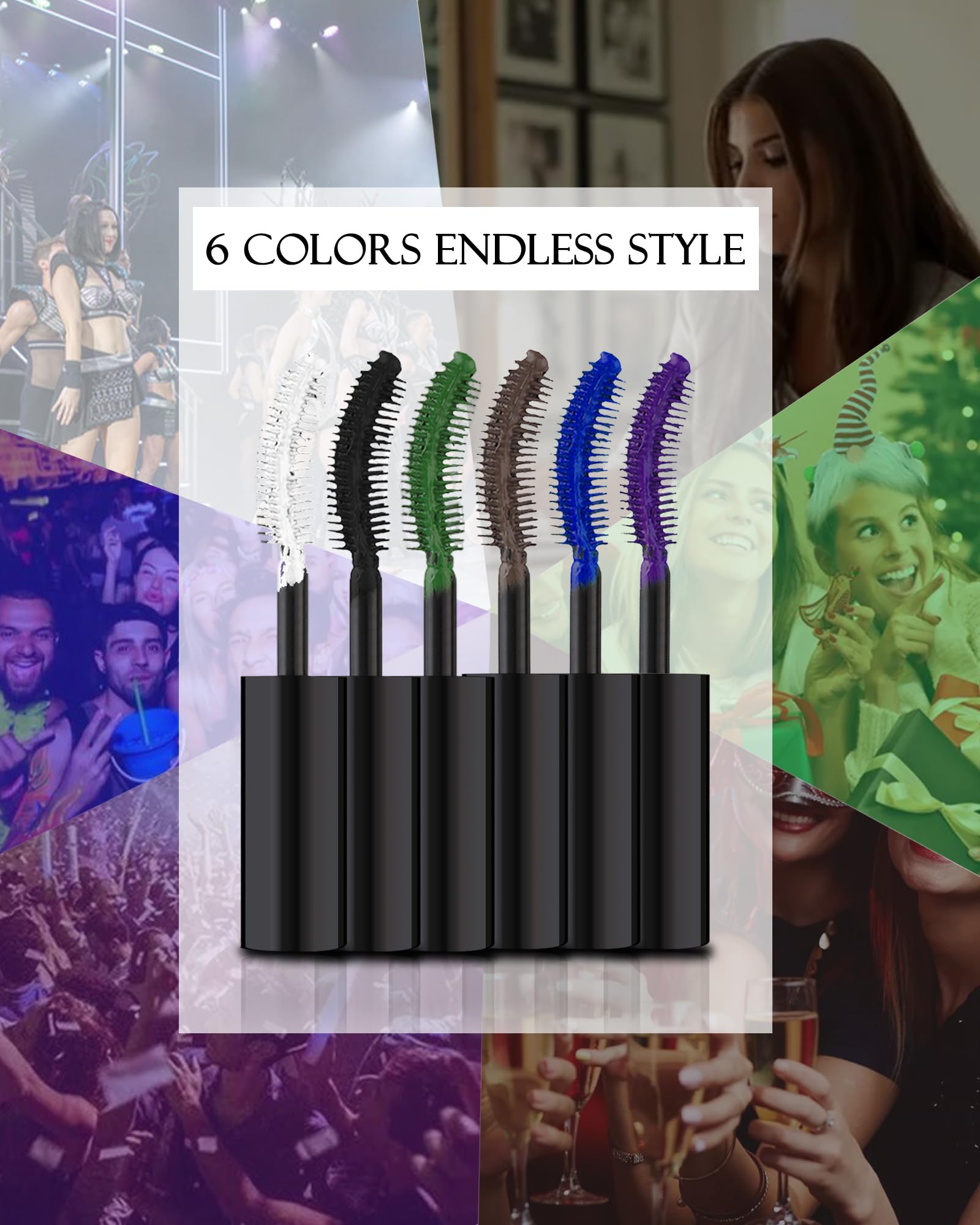 Waterproof Green Mascara Volume and Length,Long Lasting Non Clumping Curling Voluminous Colored Mascara for Eyelashes, Colorful Volumizing Tubing Mascara for Women Eye Makeup Cosplay Party-03