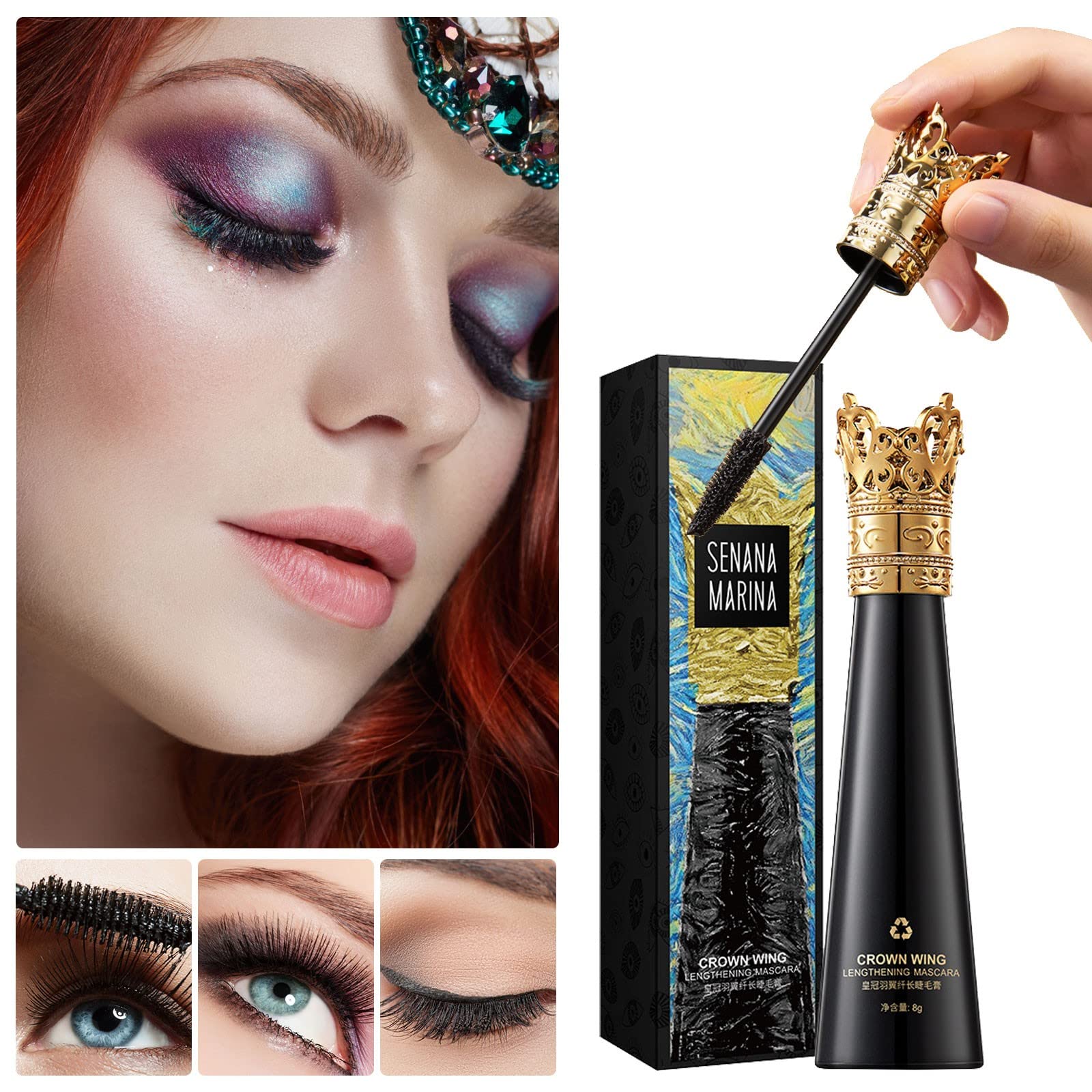 Fujiuia Two Faced Mascara Better than Sex Eyelash Long Black Smudge-Proof 4D Clump-Free Lash Application Silk Volumizing Fiber Lasting Waterproofs Thickening Natural Bad (A, One Size)