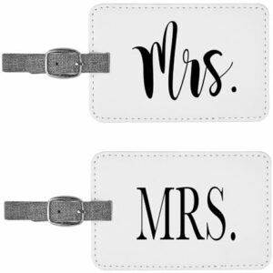 Lesbian Gift for Couple, Wedding Engagement Present, Luggage Tag for Two Brides, Set of 2 (Mrs & Mrs)