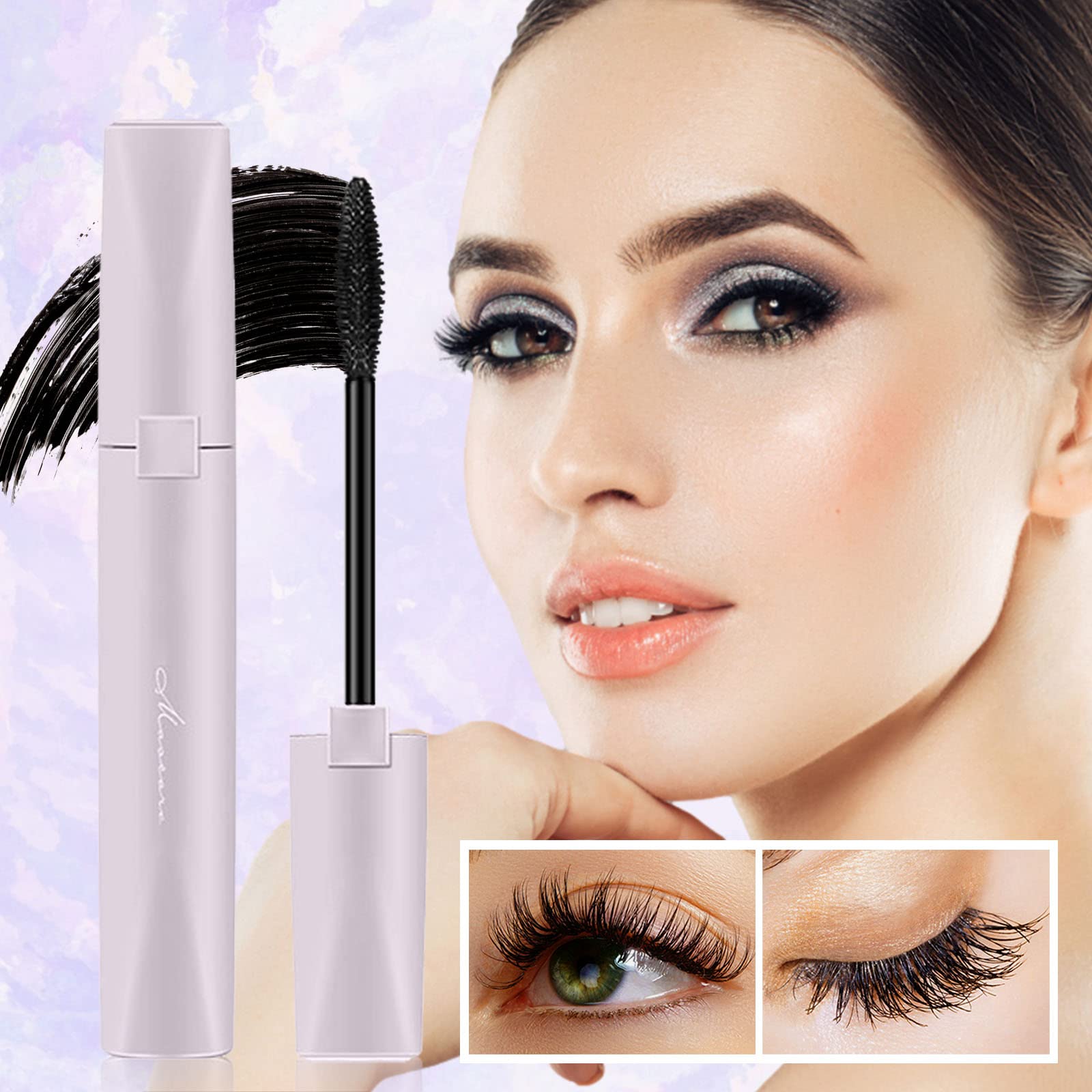 Daily Use Of Cosmetics For Women Long Black Natural Mascara Curly Mascara No Clumps Do Not Easy Removal Makeup Long Lasting Mascara Long Curl Warped Mascara Base Coat (C7-Black, One Size)