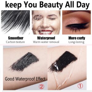 Super Long Black Mascara,LongLasting Waterproof SweatProof Quick-Drying 4D Silk Fiber Lash Mascara,Natural Lengthening Instant Volumizing Tubing Mascara Liquid Lash Extensions Mascara for Women Makeup