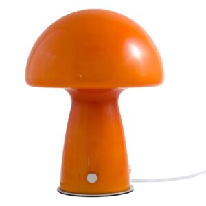 valley cruise press midcentury mushroom lamp - imported glass mushroom table lamp - premium led touch lamp for mid century modern decor or elevated mushroom decor